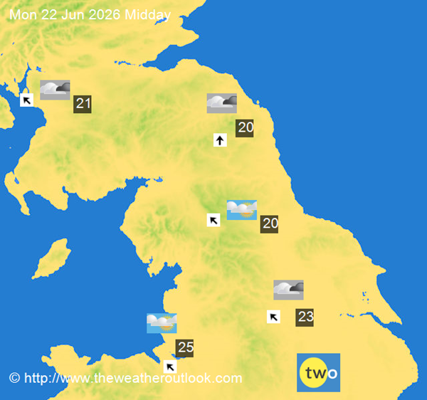Northern England: 7 Day Weather Forecast Charts