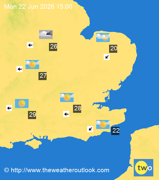 East England: 7 Day Weather Forecast Charts